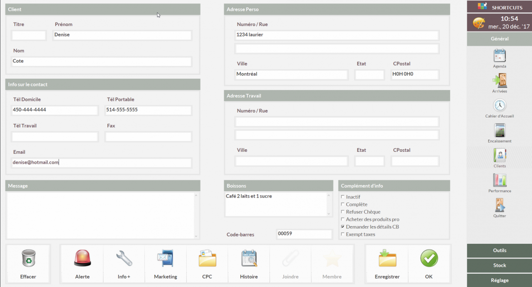 Fichier Clients - Shortcuts Logiciel Canada